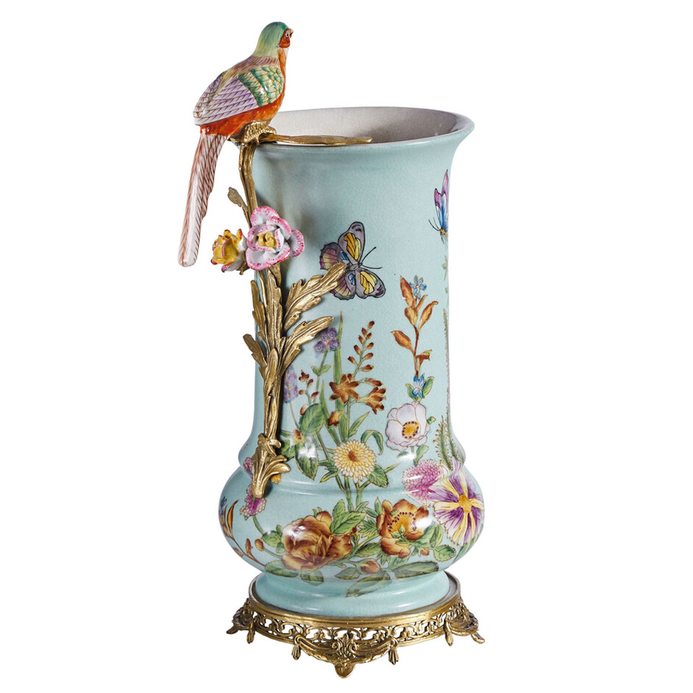 Ваза с птичкой из фарфора с бронзовыми элементами Garden of Eden по ...